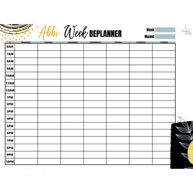 Time Schedule - Black & Yellow - Mindful Lanes